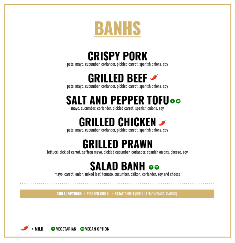 Menu – Banh Meats and Co